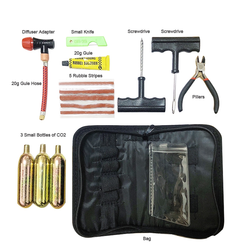 Kit reparatie pentru anvelope tubless moto/atv/scuter/auto, pachet ...