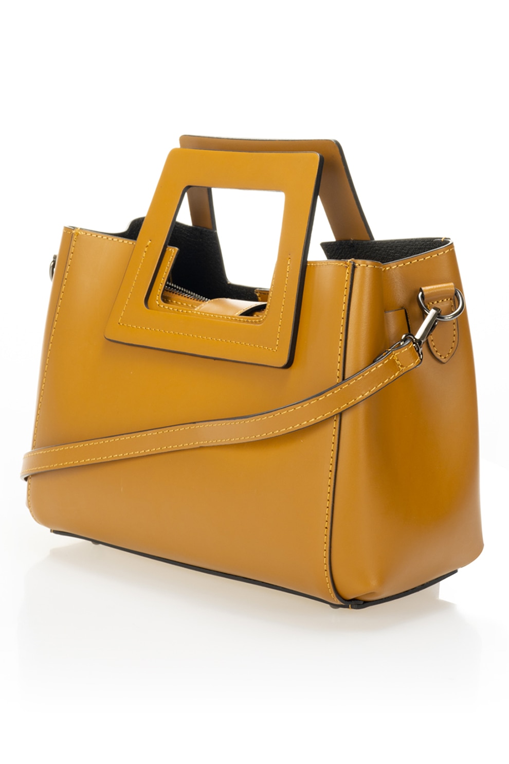 Massimo Castelli, Geanta din piele cu manere, Caramel - eMAG.ro