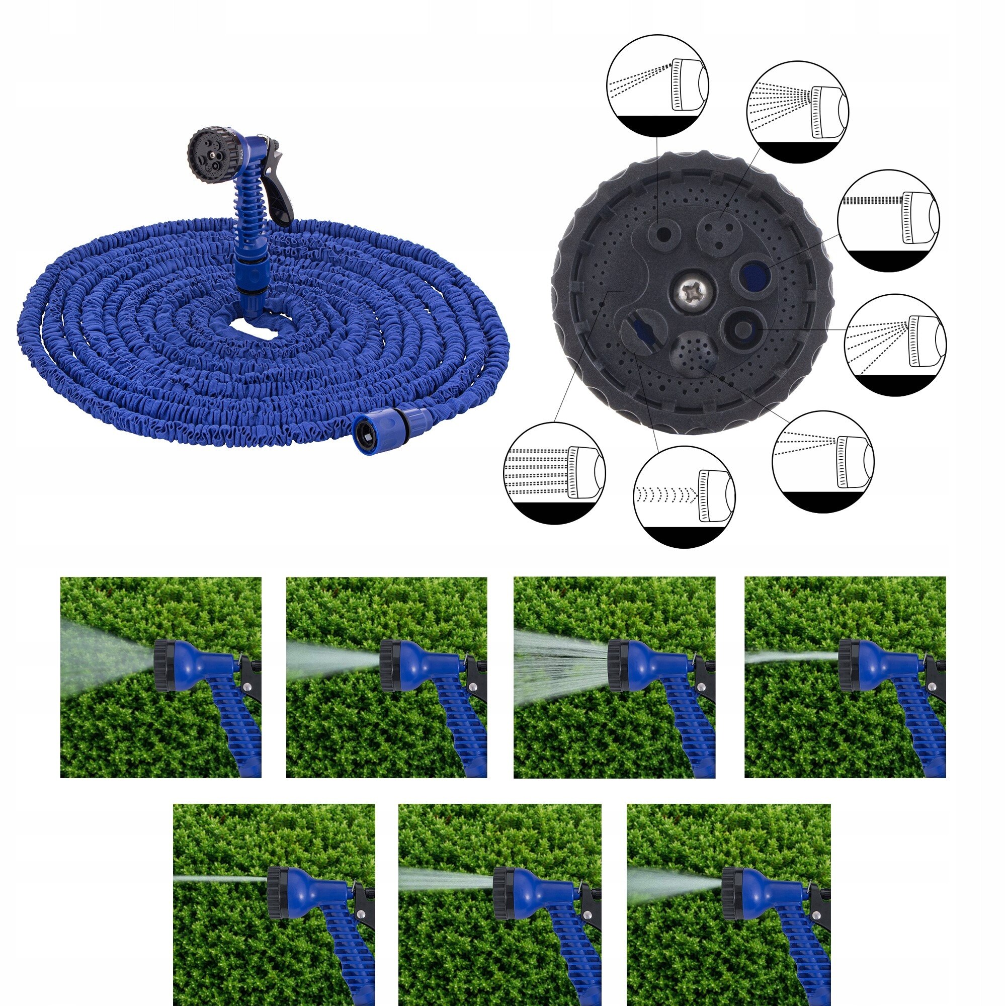 Furtun extensibil pentru udat gradina, cu pistol stropire, 20-60 metri ...