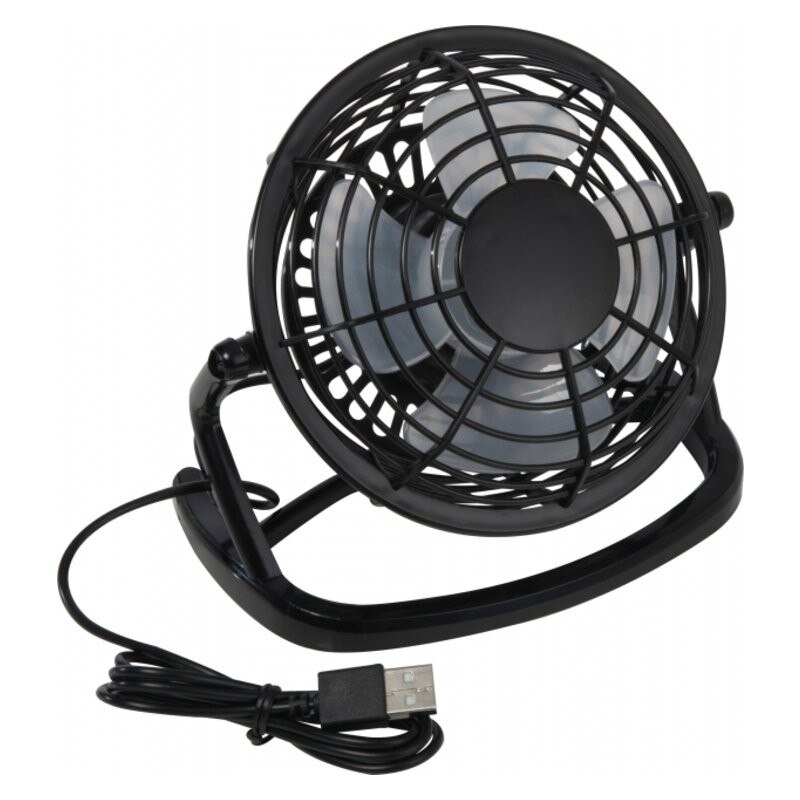 Mini ventilator birou, alimentare usb sau 2 baterii AA, negru, plastic ...