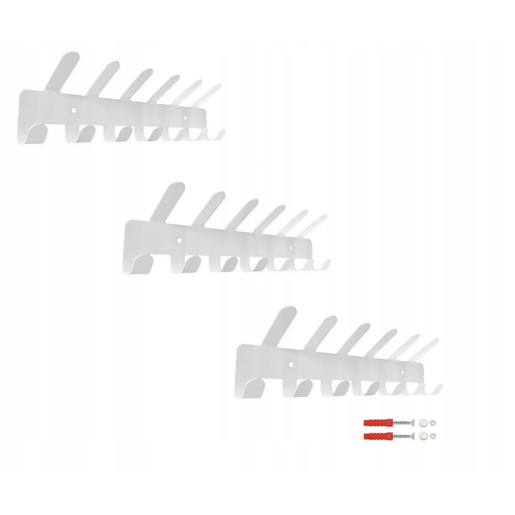 Set cuiere de perete, alb, 3 buc, 13 agatatori, 37 cm - eMAG.ro