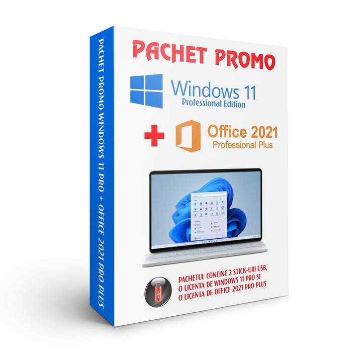 Licenta Microsoft Windows 11 Pro USB si Office 2021 Pro Plus USB - eMAG.ro