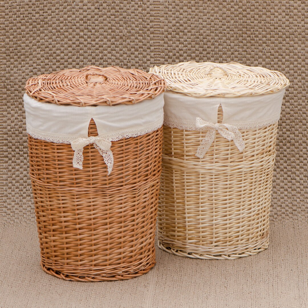 Cos rotund pentru rufe mediu din rachita handmade - eMAG.ro