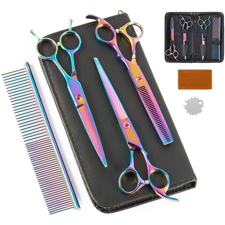 Set 3 foarfece de tuns cu pieptene, 17-19cm, Multicolor - eMAG.ro