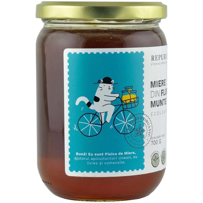 Miere ecologica cruda din Flori de munte Republica BIO, 700g - eMAG.ro