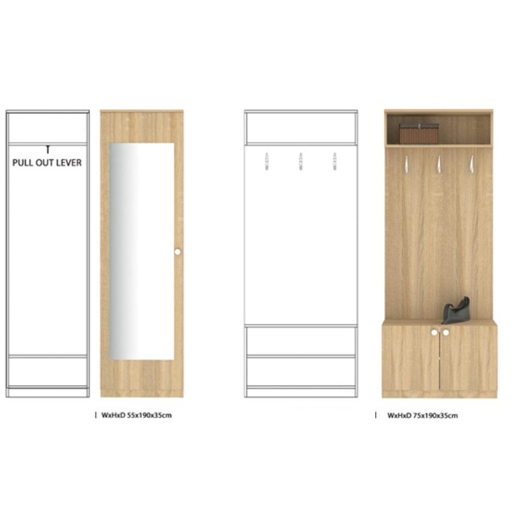 Set mobilier hol, Bortis, 130x190x35 cm, cuier cu dulap haine si ...
