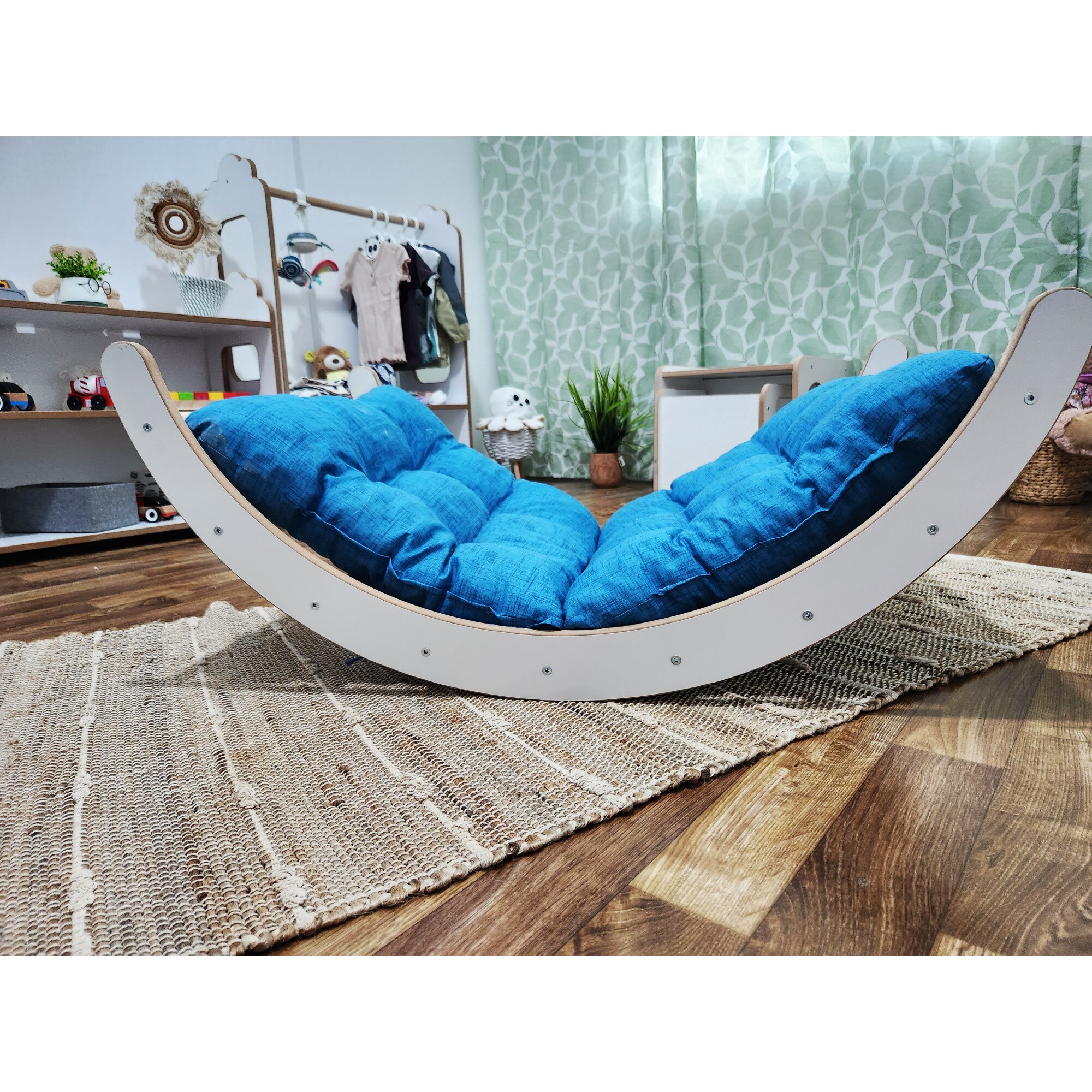 Semicerc Pikler tip montessori cu perna albastra - eMAG.ro