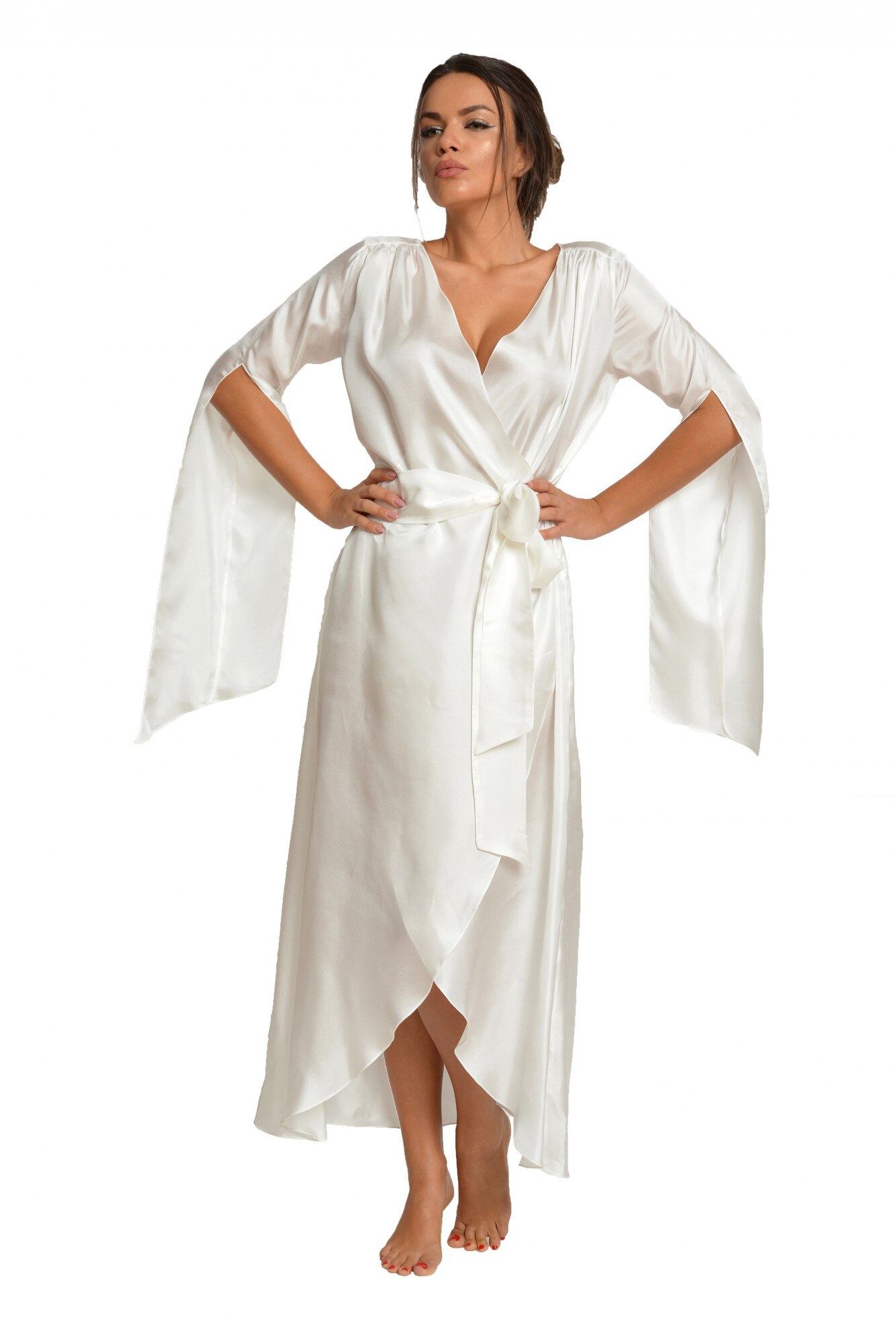 Halat boudoir, lung, unicat, matase XS-S INTL La Dolce Vita ...