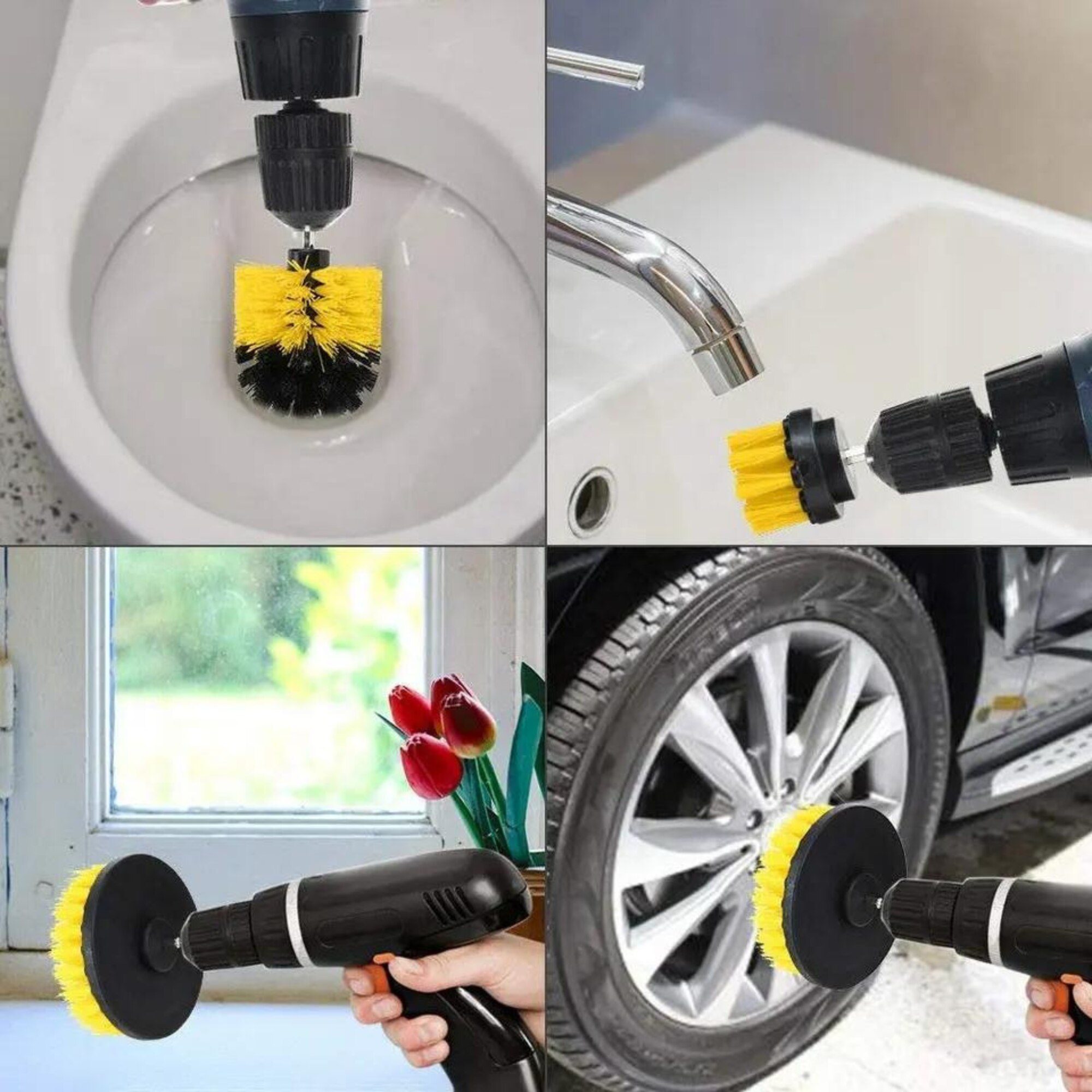 Set 3 perii rotative din plastic, de curatat suprafete, covoare ...
