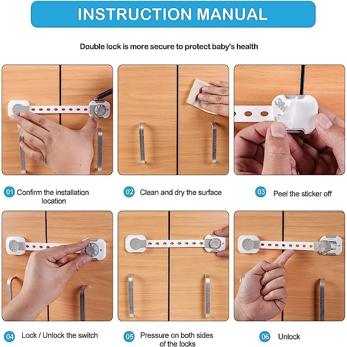 Set 6 Sigurante Usi Copii, VIELLAN, Blocheaza Sertare, Frigider, Congelator, Anti-Ciupire ...