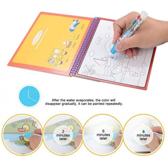 Carte magica de colorat cu apa, reutilizabila, Lumea Oceanelor ...