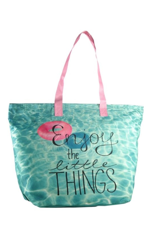 Set geanta de plaja cu portfard, turcoaz, Syamag, 58x22x39 cm - eMAG.ro