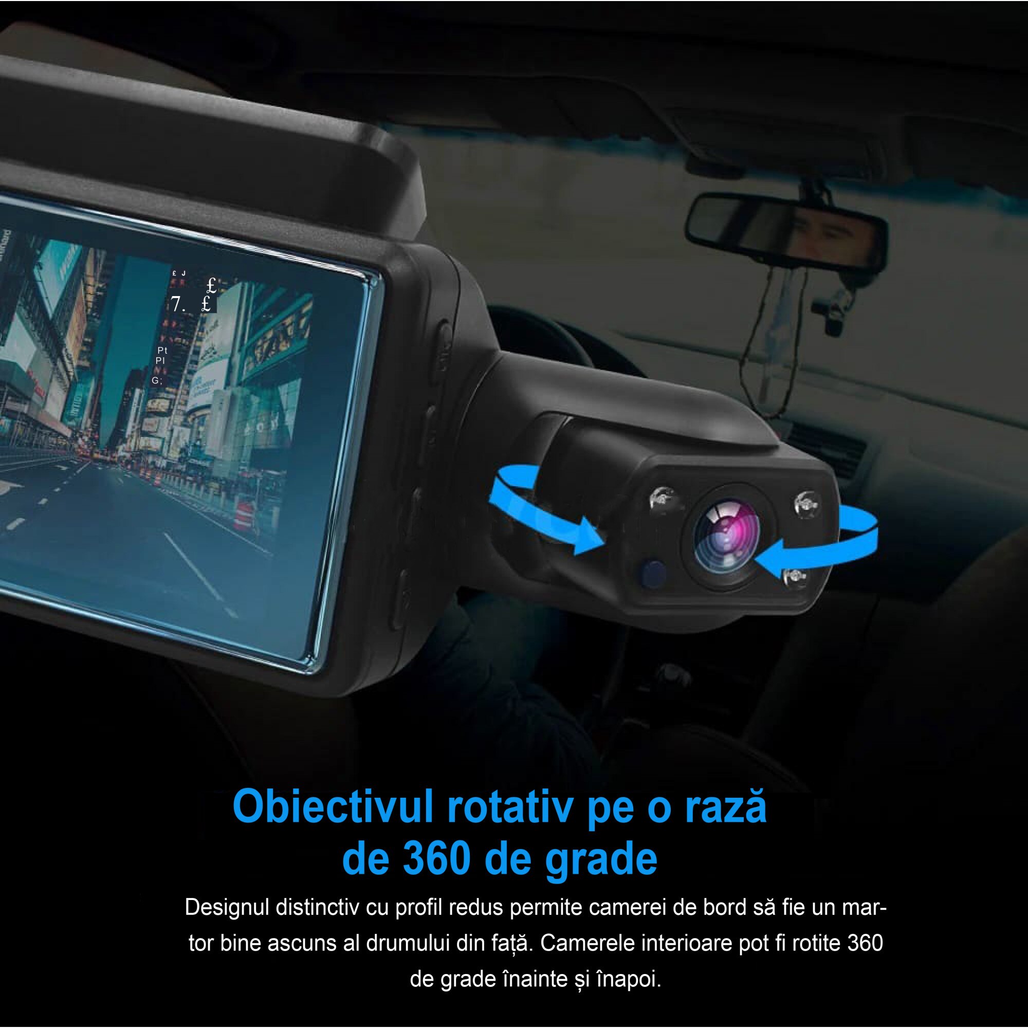 Camera auto de bord, full HD, 1080P, 2 camere, ecran IPS de 3, 5 inch ...