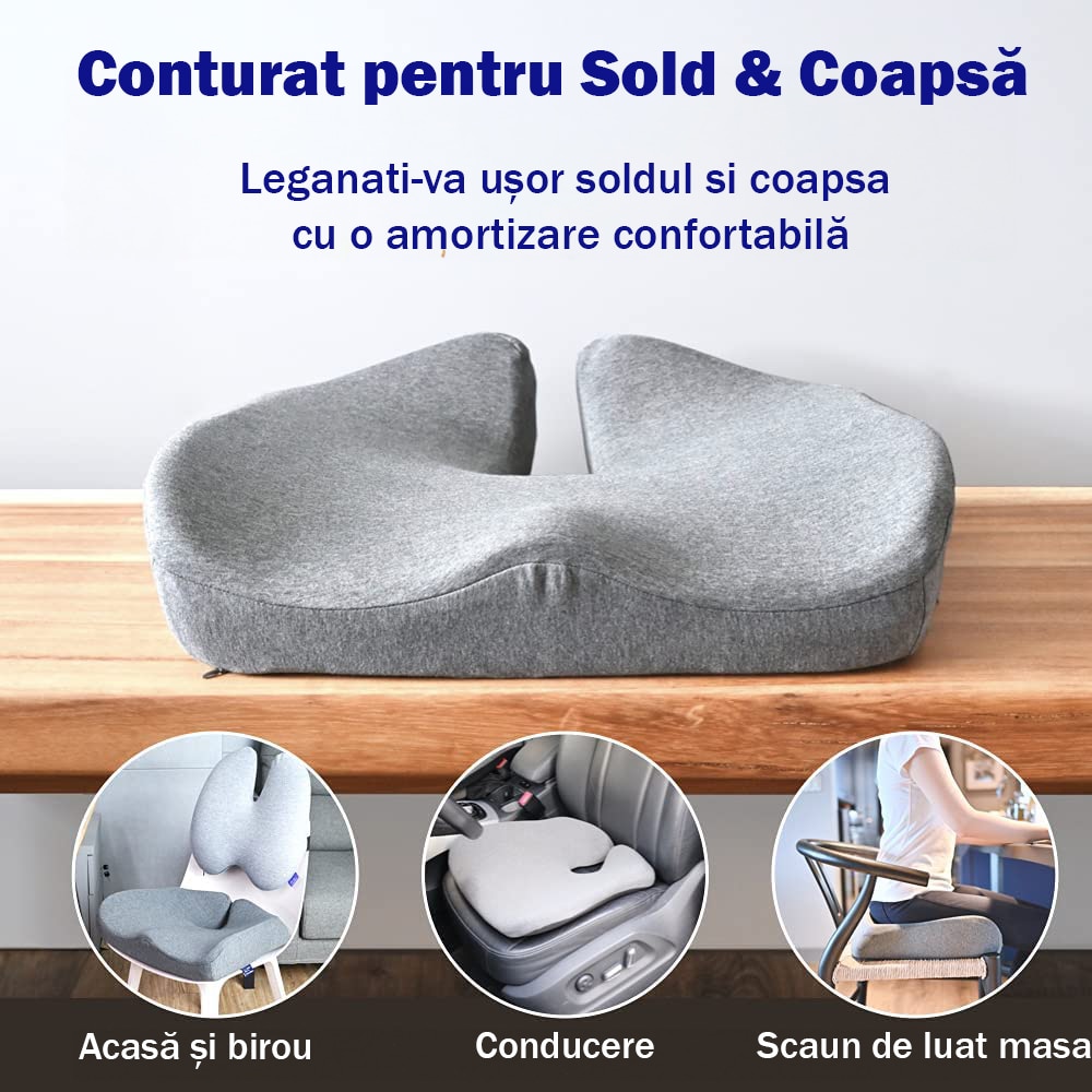 Perna ortopedica sezut NextWave®️, din spuma cu memorie, Coccis, pentru ...