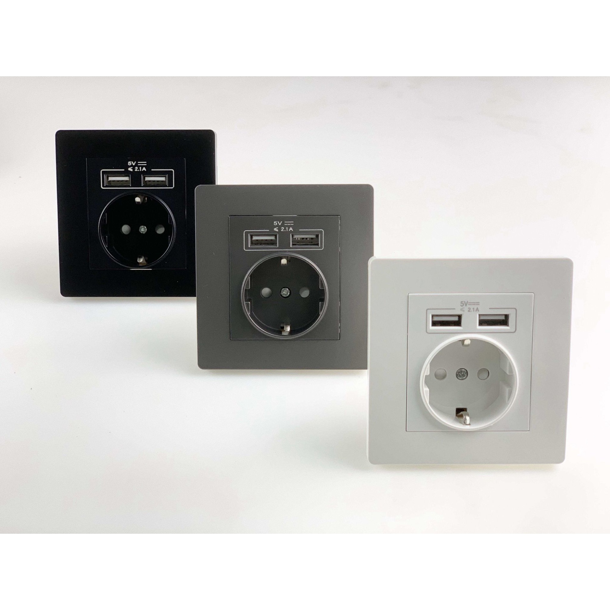 Priza incastrabila cu doua iesiri USB, negru - eMAG.ro