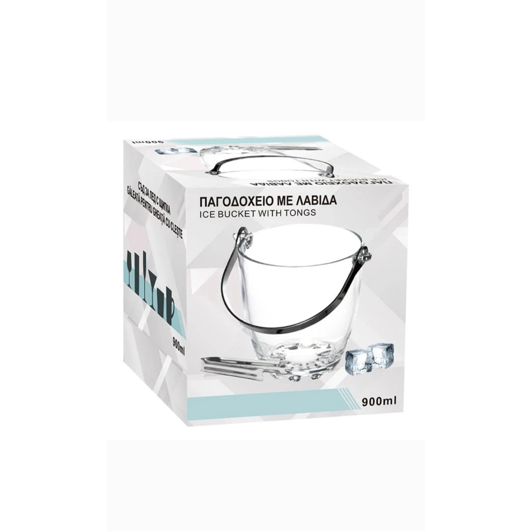 Frapiera pentru gheata din sticla transparenta cu cleste din inox ...