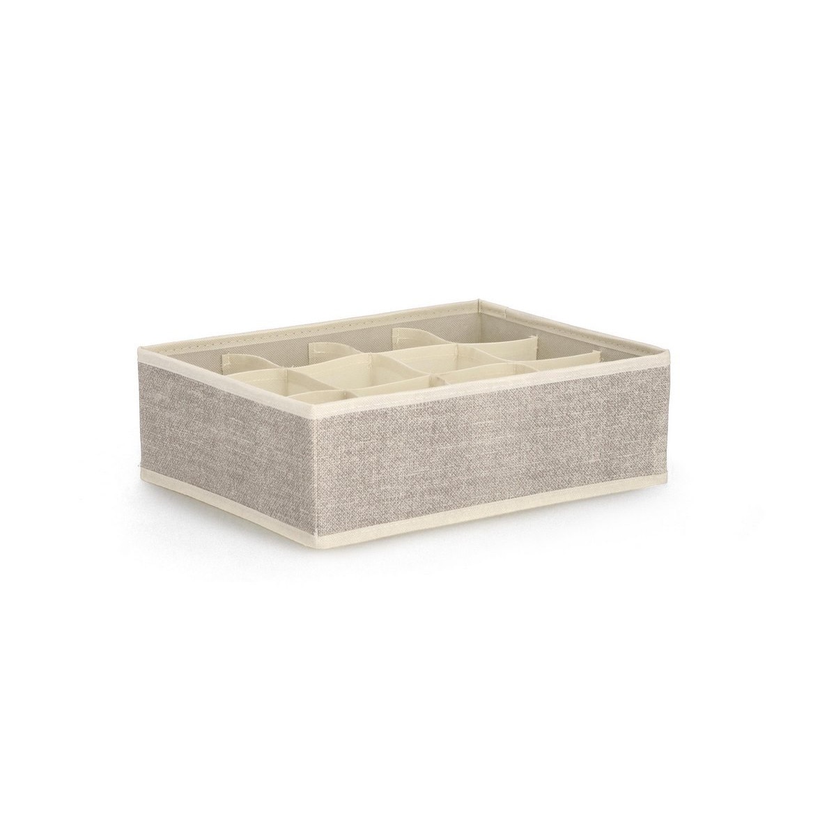 Комплект от 12 Tidy бежови текстилни кутии за съхранение 32x24x10 см