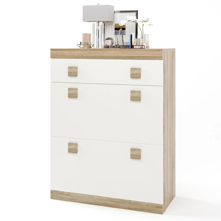 Dulap pantofar Sonata 800, Everest, stejar Sonoma, alb, 80 x 38 x 105 ...