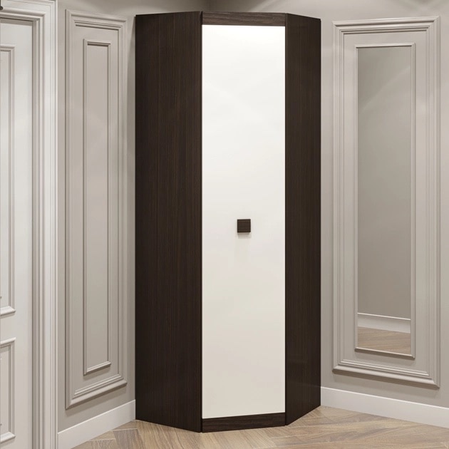 Dulap de colt Sonata 700, Everest, 70 x 70 x 205 cm, Wenge inchis/Alb ...