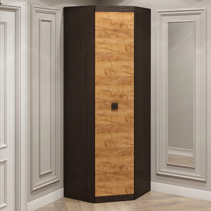 Dulap de colt Sonata 700, Everest, 70 x 70 x 205 cm, Stejar kraft auriu ...