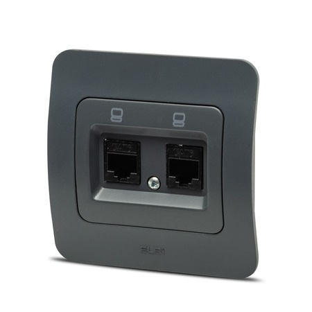 Двойна розетка UTP RJ45 Elbi Jazz Cat6 Recessed Anthracite ST - eMAG.bg