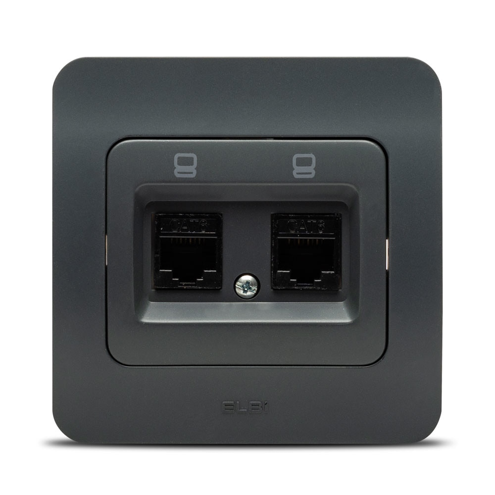 Двойна розетка UTP RJ45 Elbi Jazz Cat6 Recessed Anthracite ST - eMAG.bg