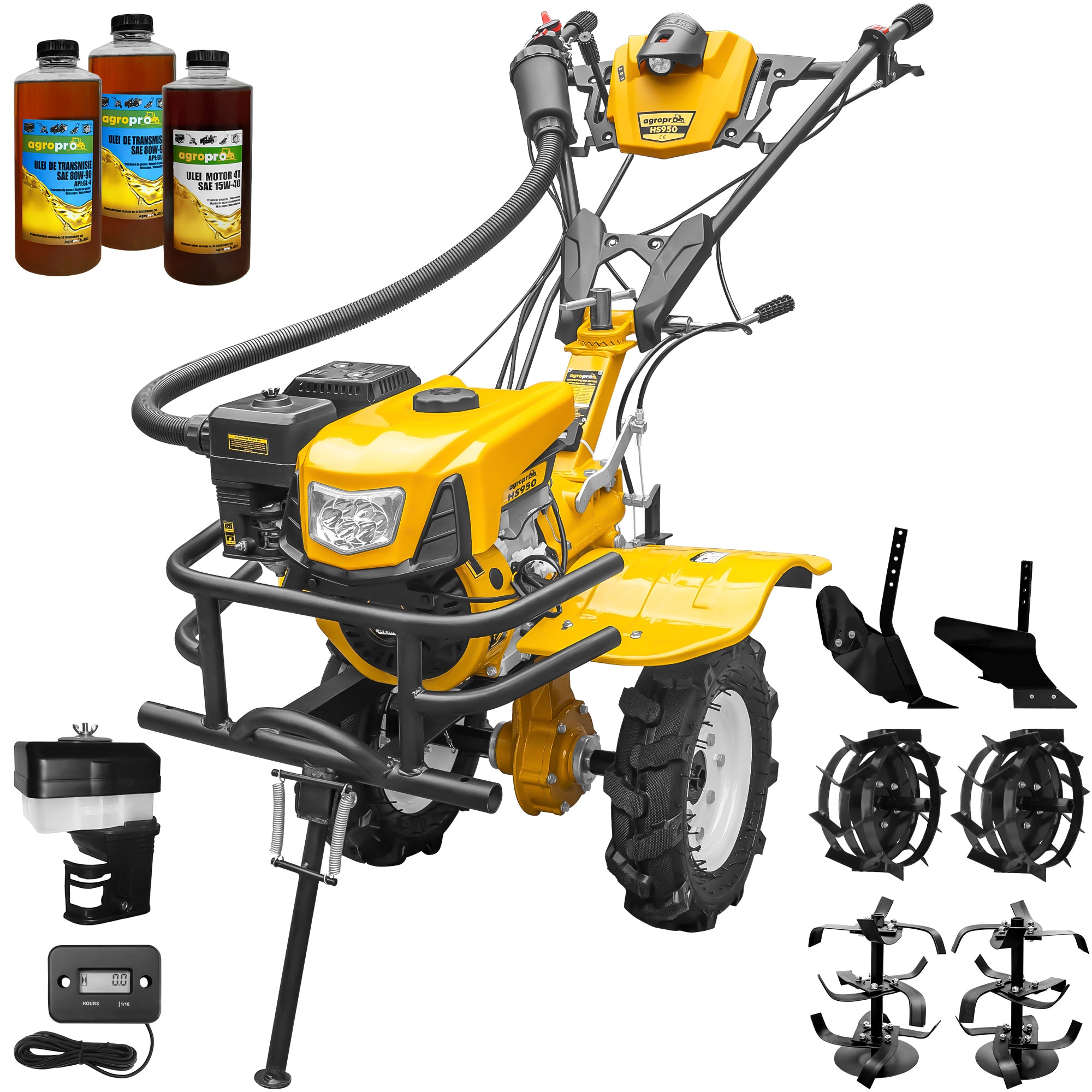 Motocultor AgroPro HS 950, motor 7 CP, 3 viteze, latime lucru 65-95 cm ...