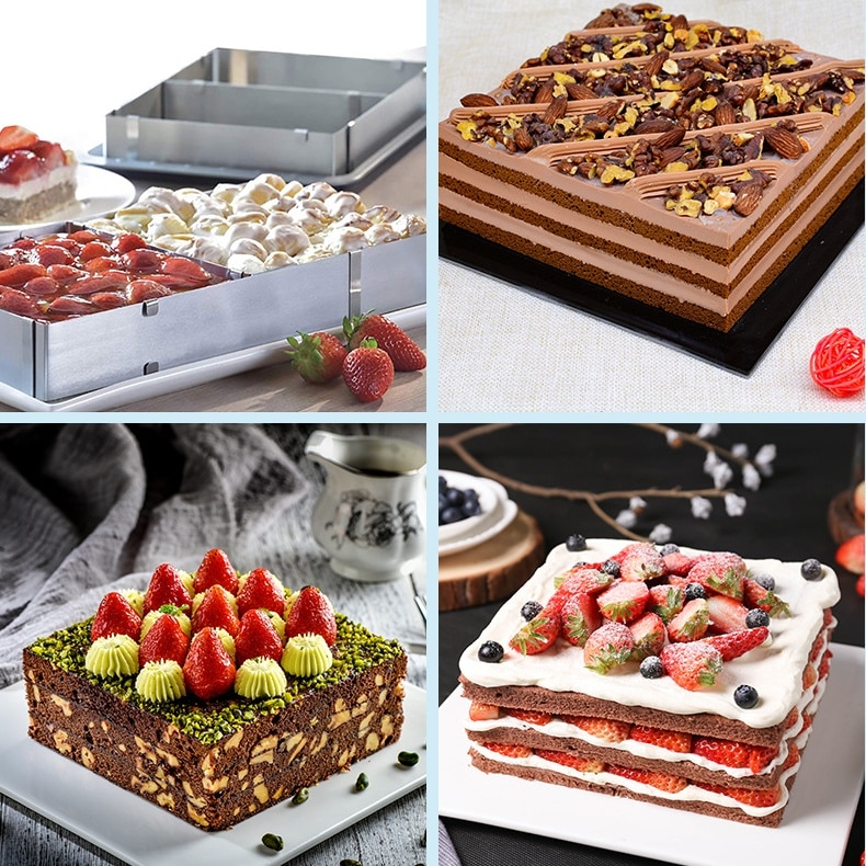 Forma dreptunghiulara pentru tort, NEVERMORE, Inox, reglabila, Lumgime ...