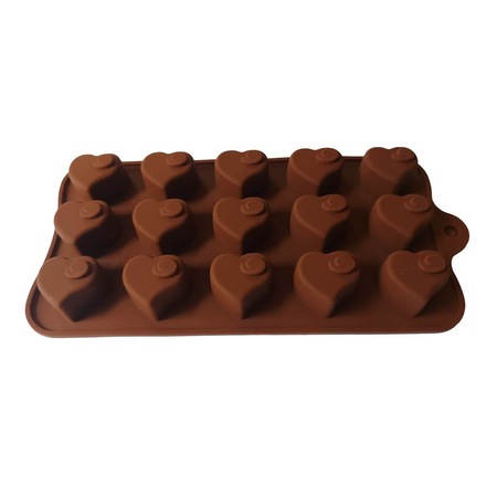 Forma silicon pentru bomboane in forma de inima, 15 cavitati, Maro, 19 ...