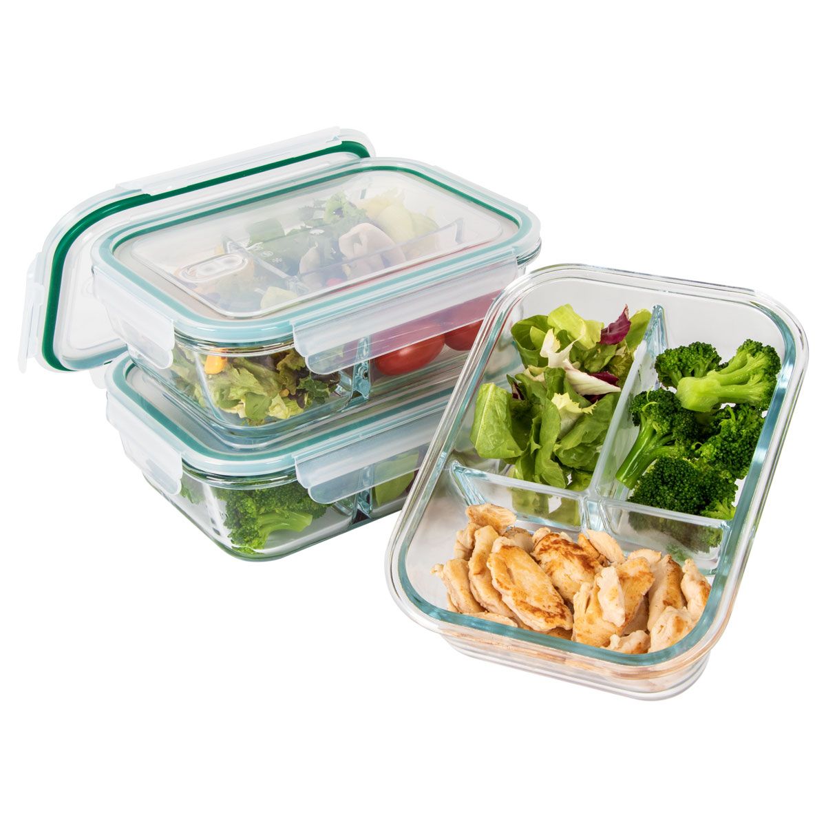Set caserole compartimentate Classbach, C-FHDM4021G, din sticla, 3 ...