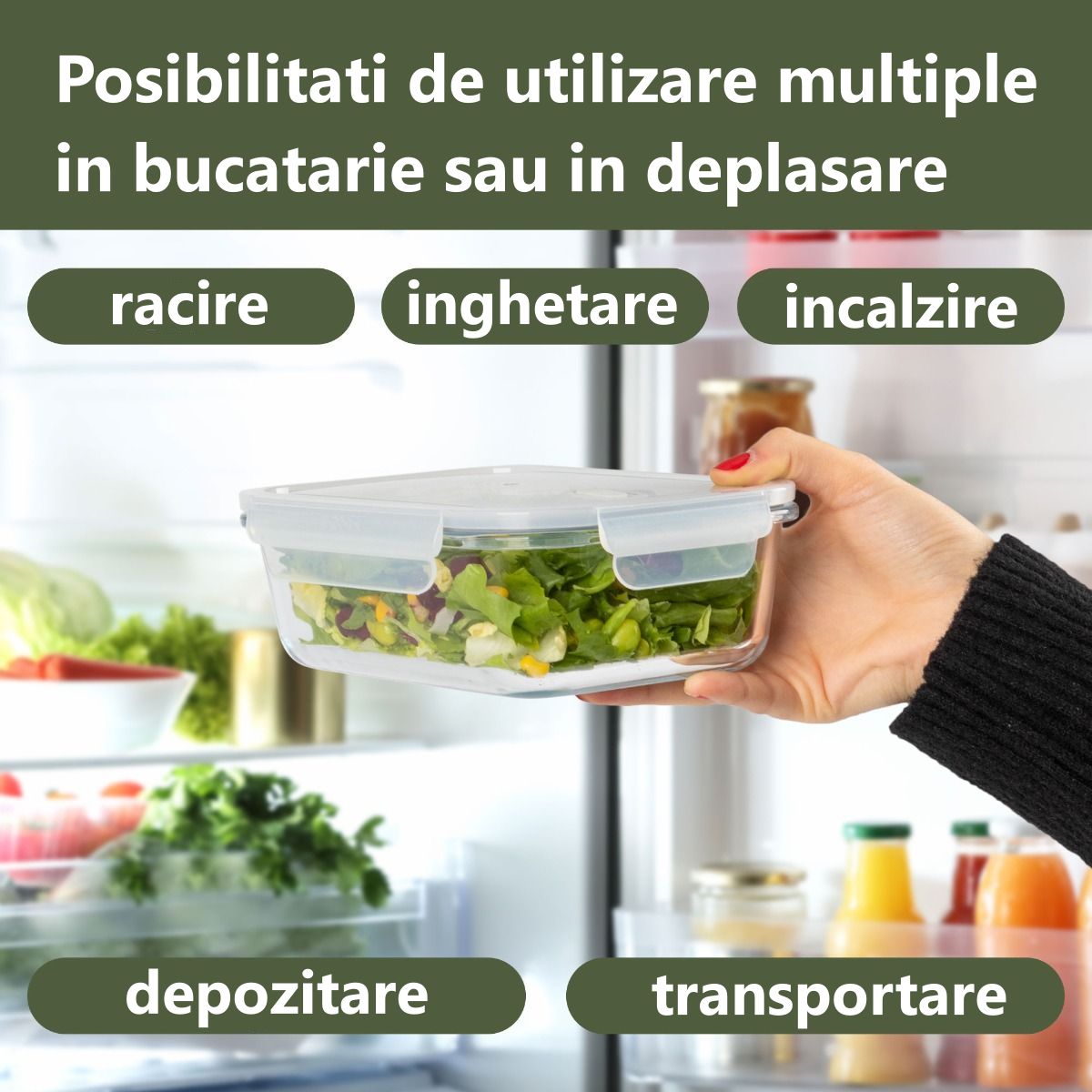 Set caserole sticla pentru alimente Classbach, C-FHD4020G, 3 piese ...