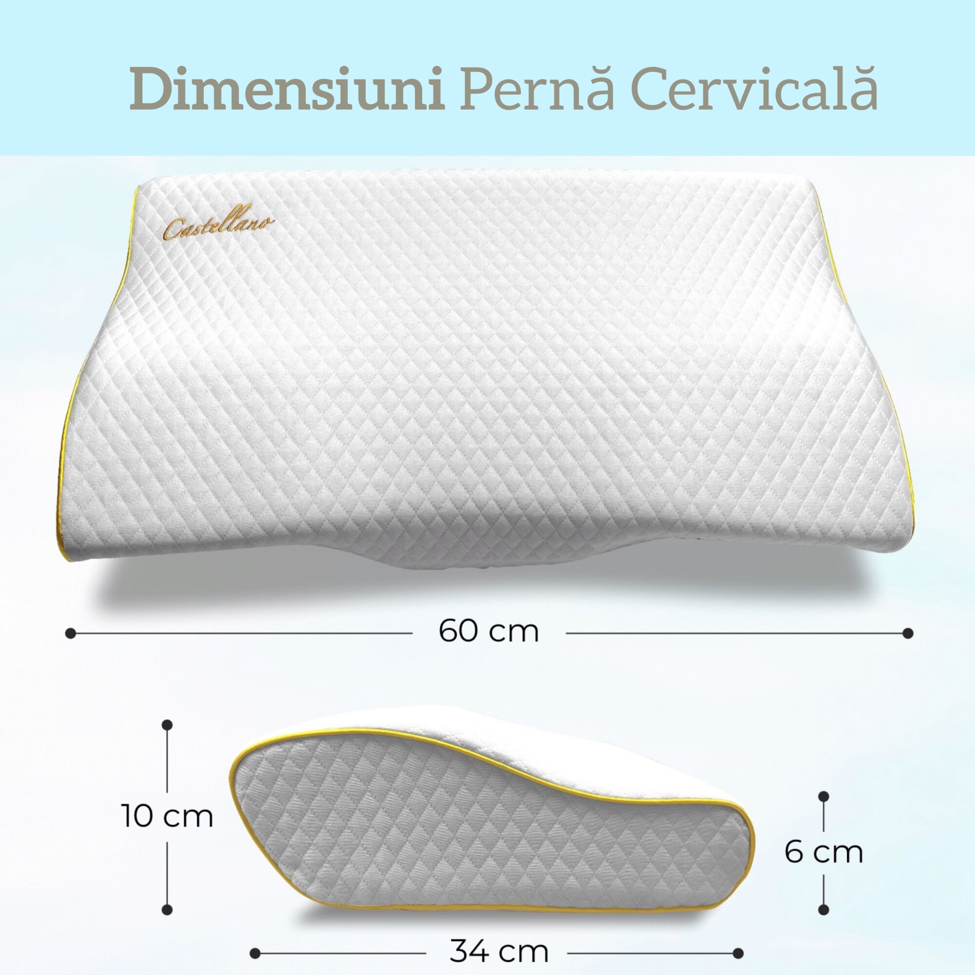 Perna Ortopedica Ultra Premium, Castellano, Din Spuma Cu Memorie Si ...