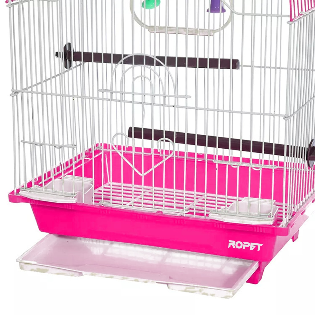 Colivie Patrata 39 x 30 x 23 cm, pentru pasari exotice, Tava Roz - eMAG.ro