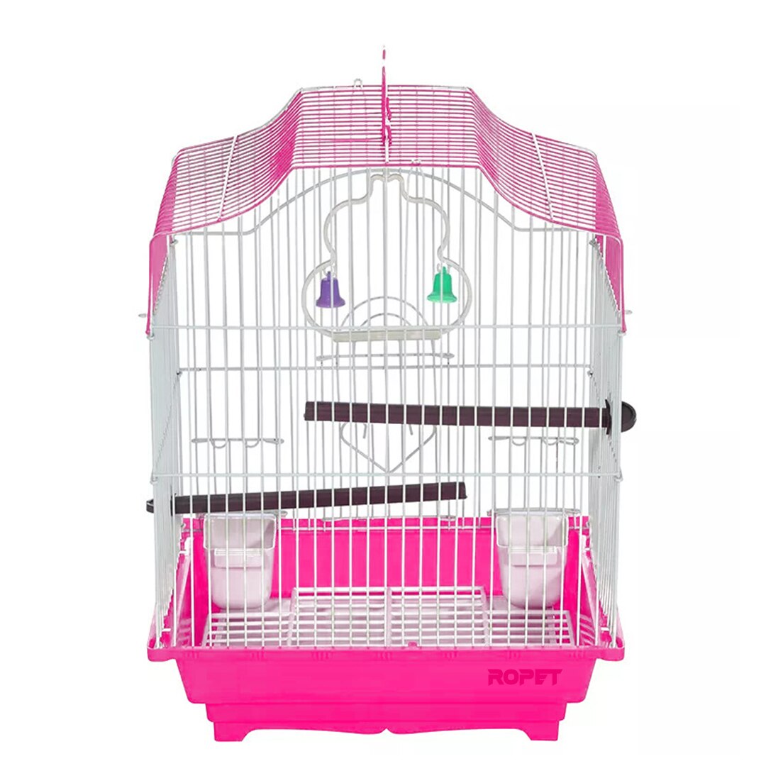 Colivie Patrata 39 x 30 x 23 cm, pentru pasari exotice, Tava Roz - eMAG.ro