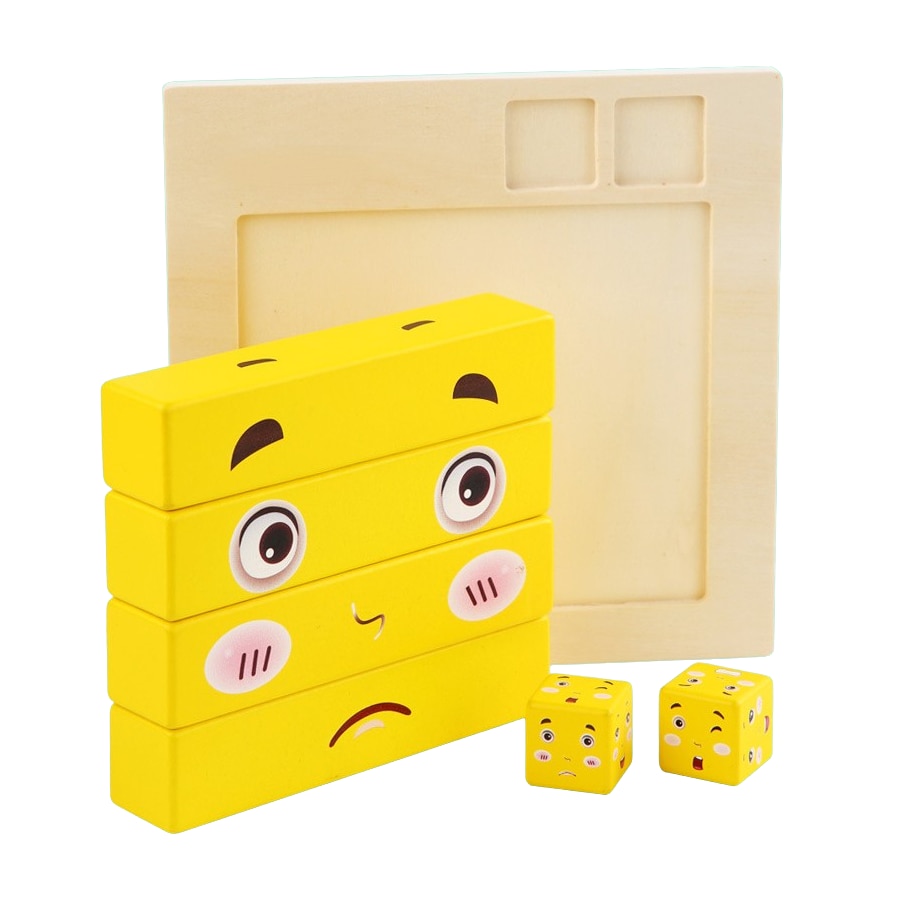 Дървен пъзел Emotions, Face Changing Building Blocks, +3 години - eMAG.bg