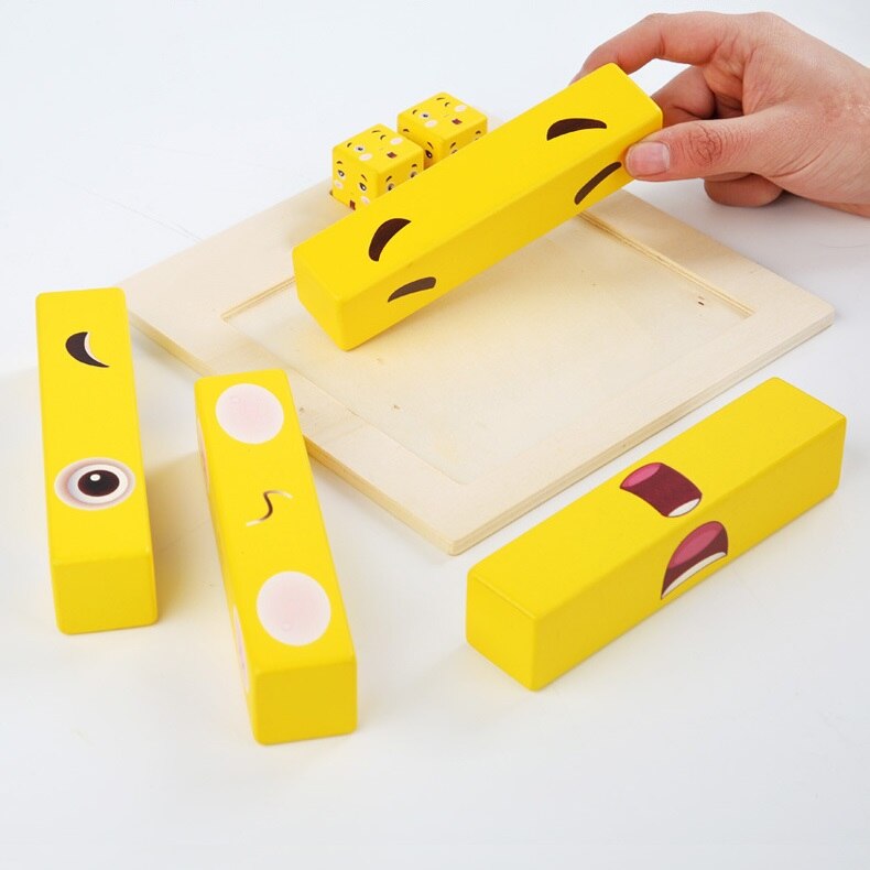 Дървен пъзел Emotions, Face Changing Building Blocks, +3 години - eMAG.bg