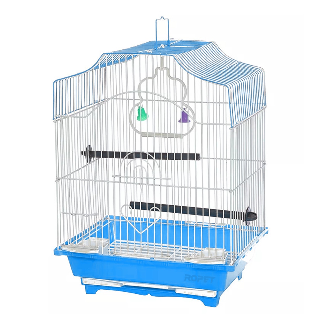 Colivie Patrata 39 x 30 x 23 cm, pentru pasari exotice, Tava Albastru ...