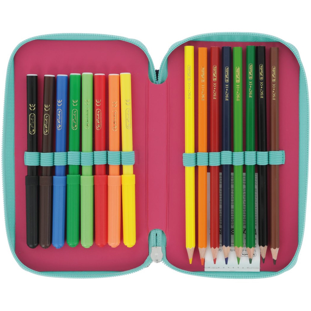 Penar Herlitz echipat, 23 piese, cu 2 fermoare, dimensiune 20 x 4,5 x ...