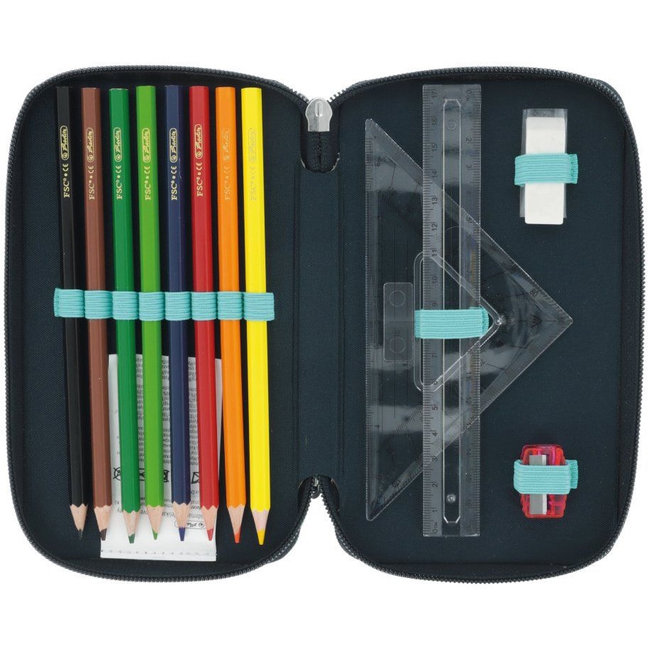 Penar Herlitz echipat, 31 piese, 3 fermoare, dimensiune 19 x 11,5 x 7 ...