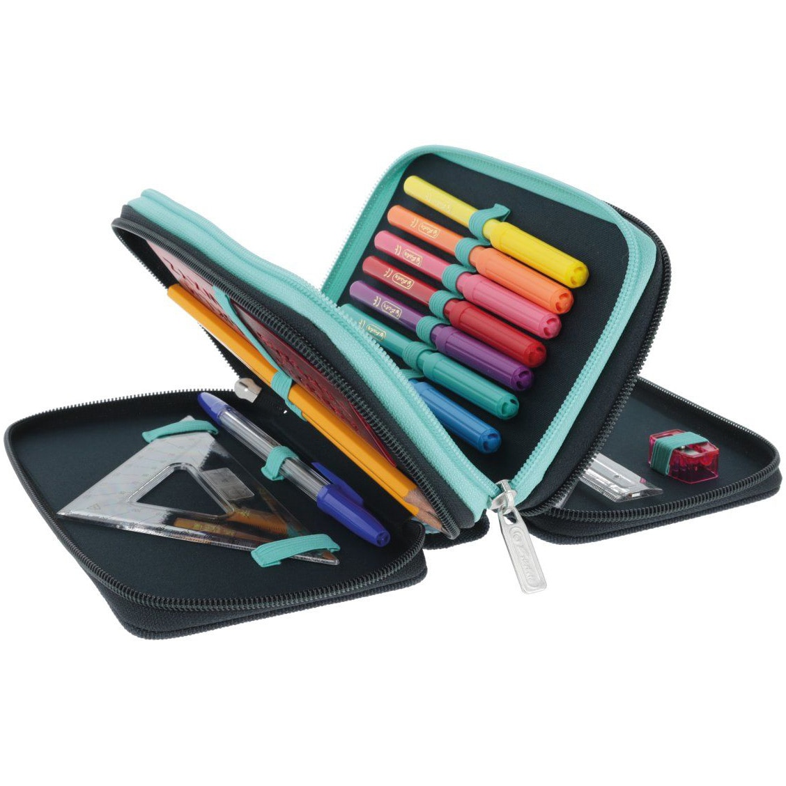 Penar Herlitz echipat, 31 piese, 3 fermoare, dimensiune 19 x 11,5 x 7 ...