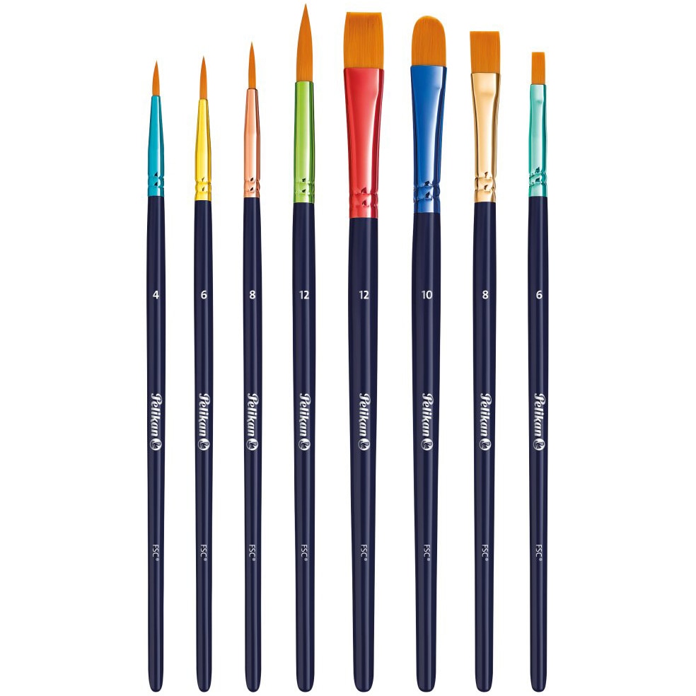 Set 8 pensule premium Pelikan diverse vârfuri, păr sintetic - eMAG.ro