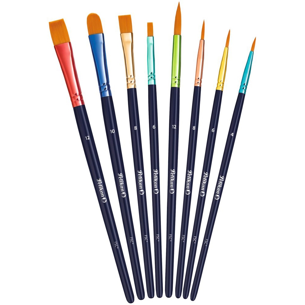 Set 8 pensule premium Pelikan diverse vârfuri, păr sintetic - eMAG.ro