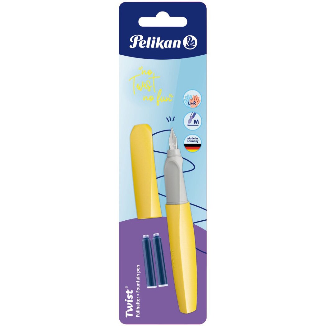 Stilou Pelikan Twist bright sunshine, penita M, grip ergonomic, 2 ...