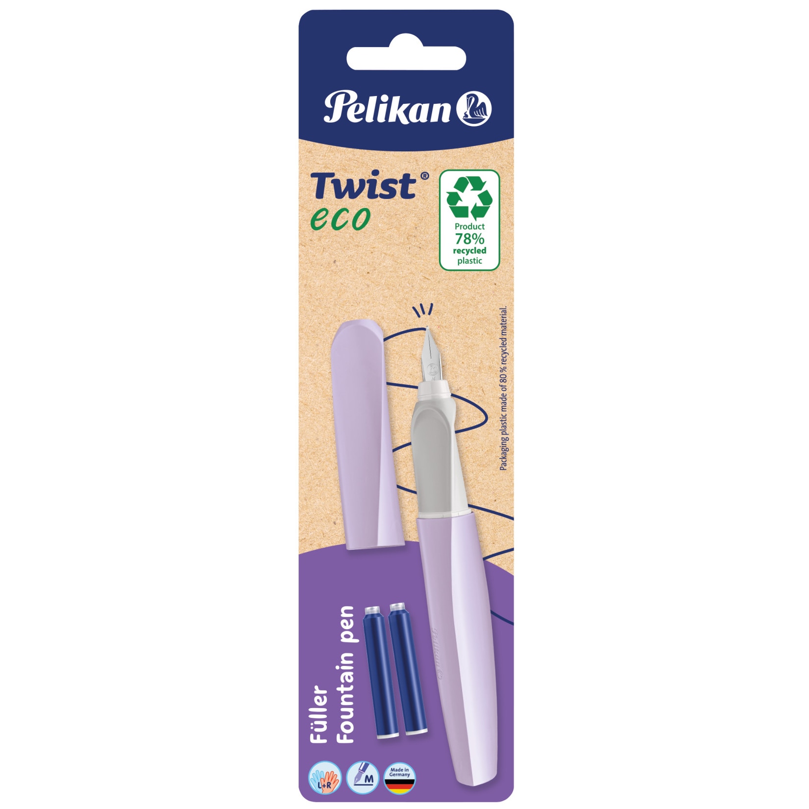 Stilou Pelikan Twist ECO, culori asortate (albastru, lavandă, roz, gri ...