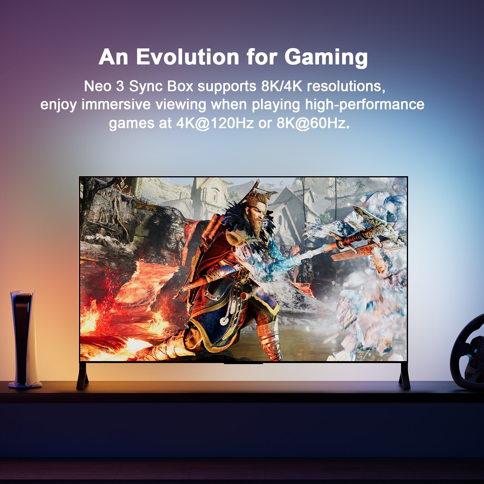 Kit de iluminare de fundal TV Lytmi Fantasy 3 HDMI 2.1, banda LED plus ...