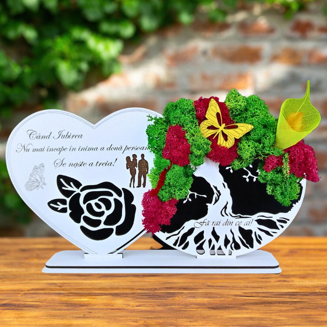 Decoratiune Copacul Vietii cu Inima personalizata cu mesaj gravat "Cand ...