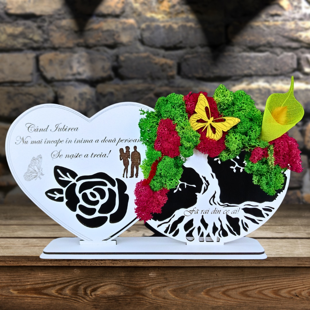 Decoratiune Copacul Vietii cu Inima personalizata cu mesaj gravat "Cand ...