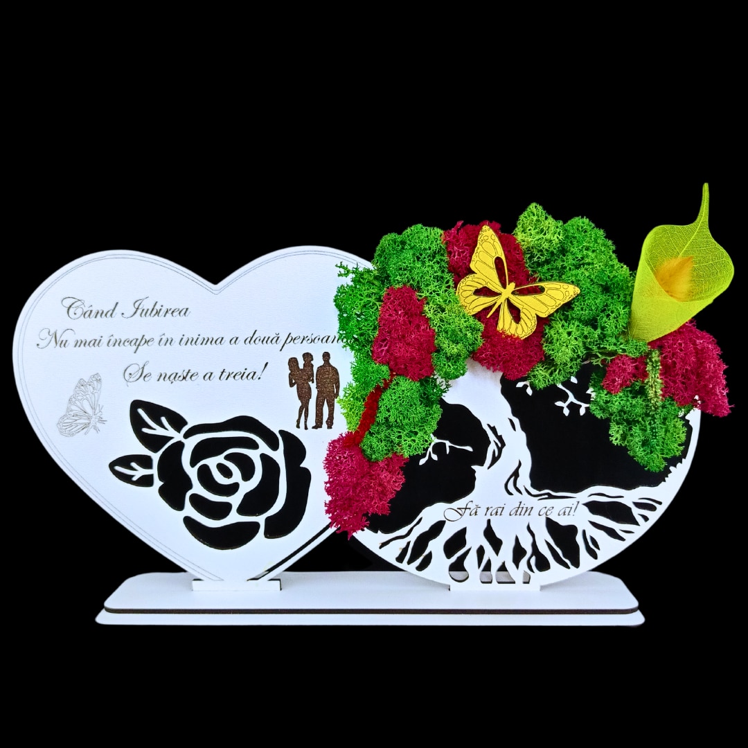 Decoratiune Copacul Vietii cu Inima personalizata cu mesaj gravat "Cand ...