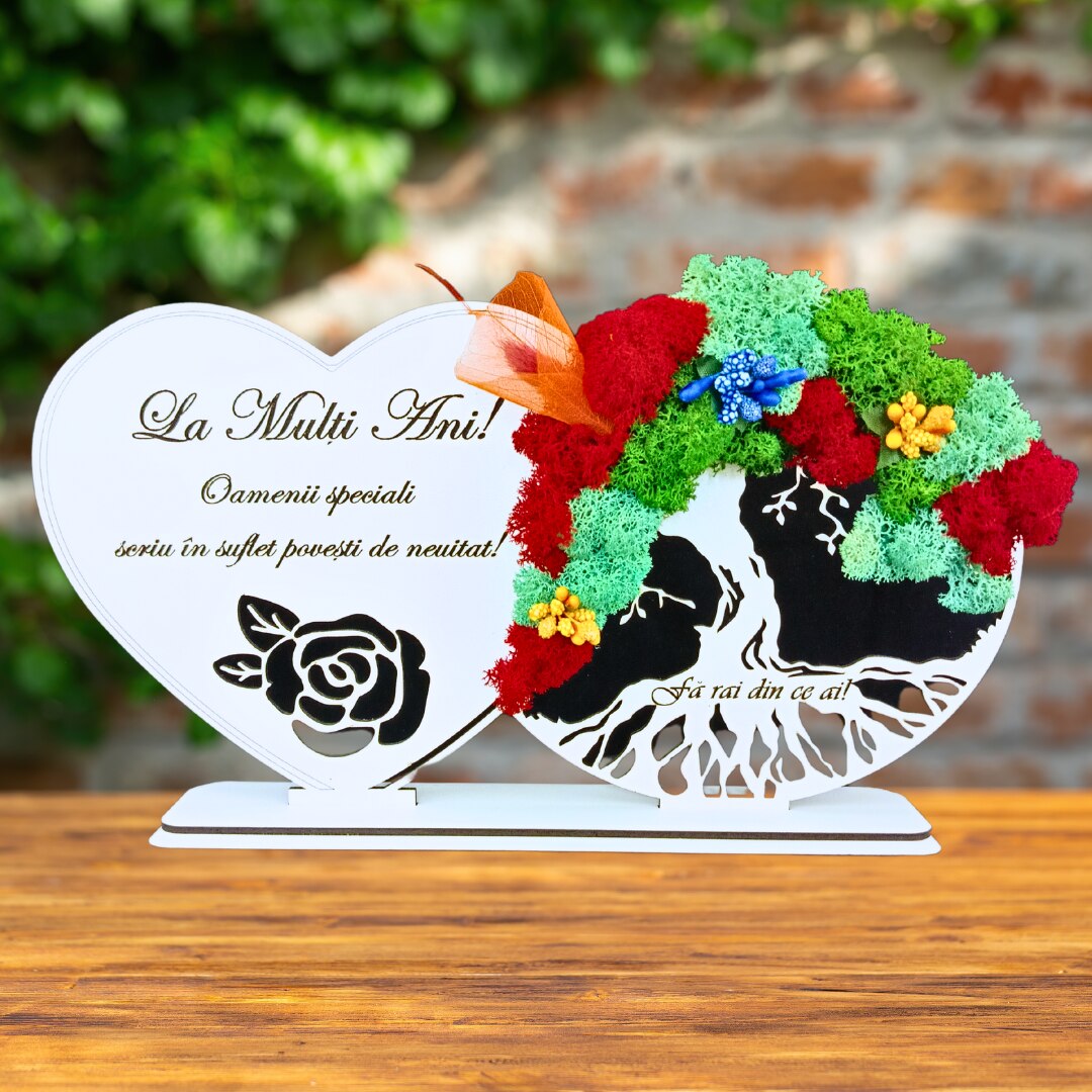 Decoratiune Copacul Vietii cu Inima personalizata cu mesaj gravat ...