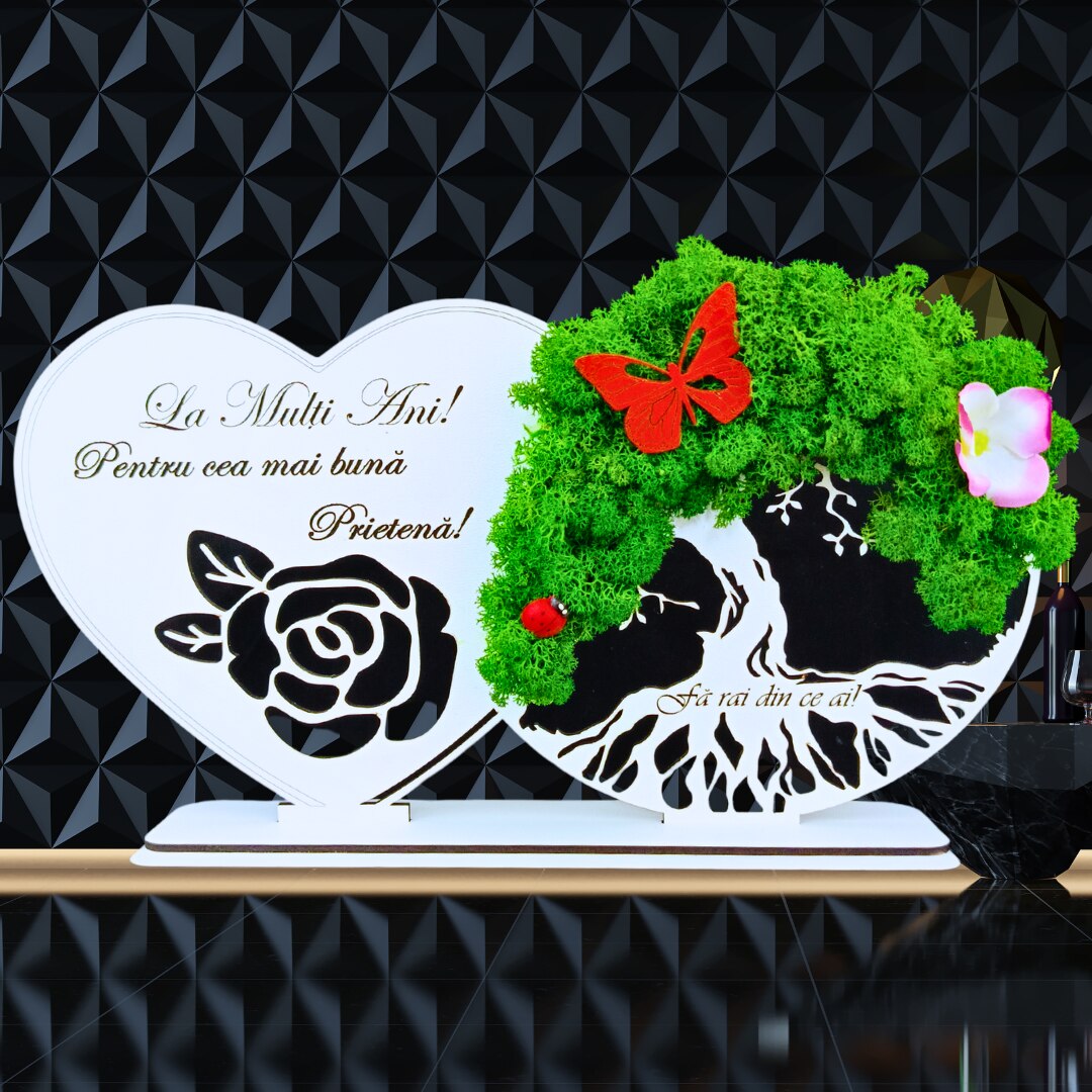 Decoratiune Copacul Vietii cu Inima personalizata cu mesaj gravat "Cea ...